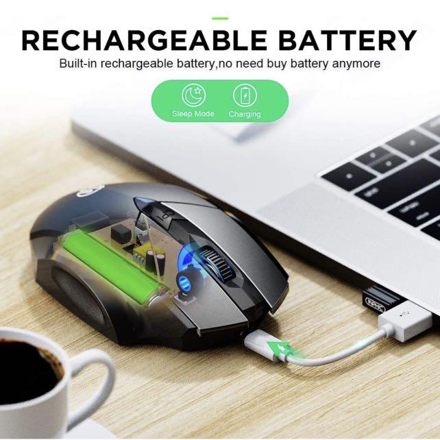 Bluetooth Mouse, Inphic Rechargeable Wireless Mouse Multi-Device (Tri-Mode:BT 5.0/4.0+2.4Ghz ...