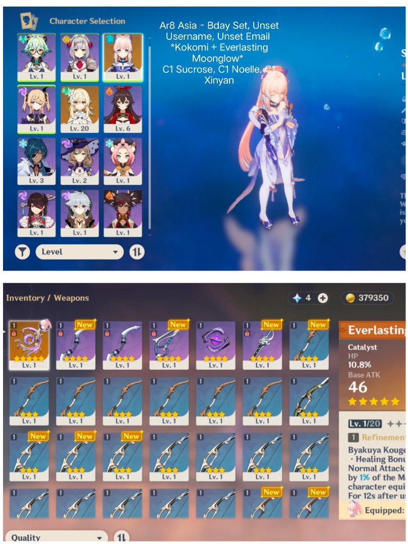 RUSH* GENSHIN IMPACT KOKOMI + EVERLASTING MOONGLOW Ar8 Asia Server ...