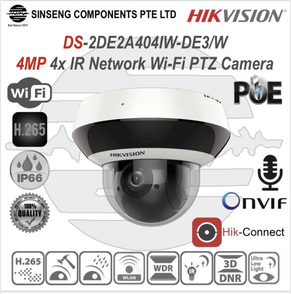 Hikvision 4MP Wifi PTZ Network IP Camera - Pan Tilt Zoom, X4 Optical ...