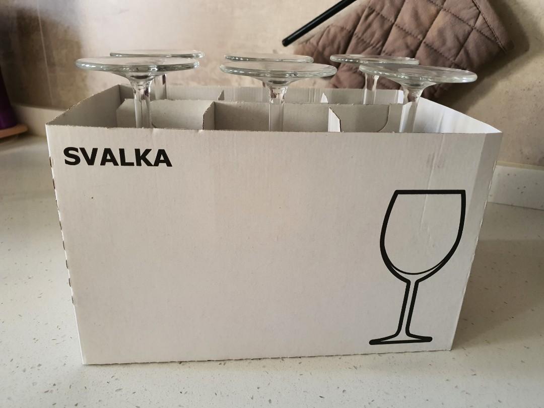 IKEA SVALKA CLEAR WINE GLASS, 44CL, 6PCS, Furniture & Home Living ...