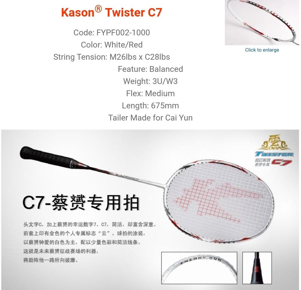 Kason Twister C7 Badminton Racket, Sports Equipment, Sports & Games ...