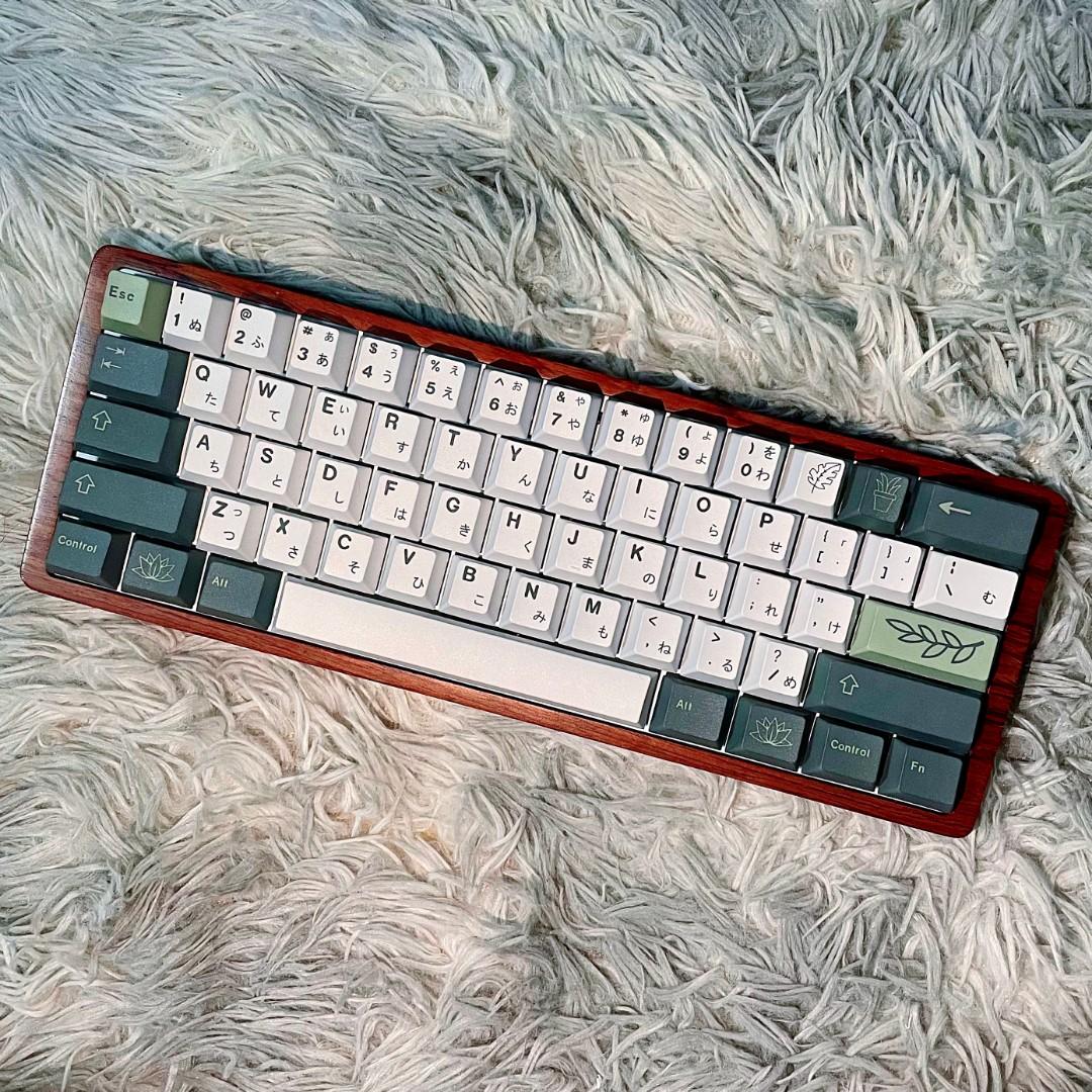 [Keyboard] Wood Casing x Botanical Themed PBT Keycap Custom Mechanical ...
