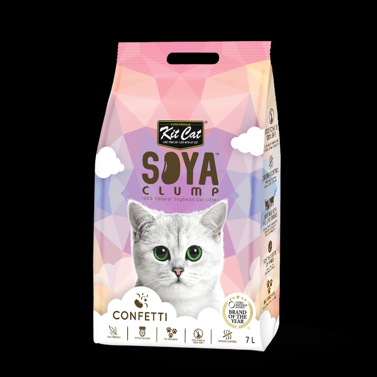 Kit Kat Soya Clump Litter CONFETTI (7 L), Pet Supplies, Health ...