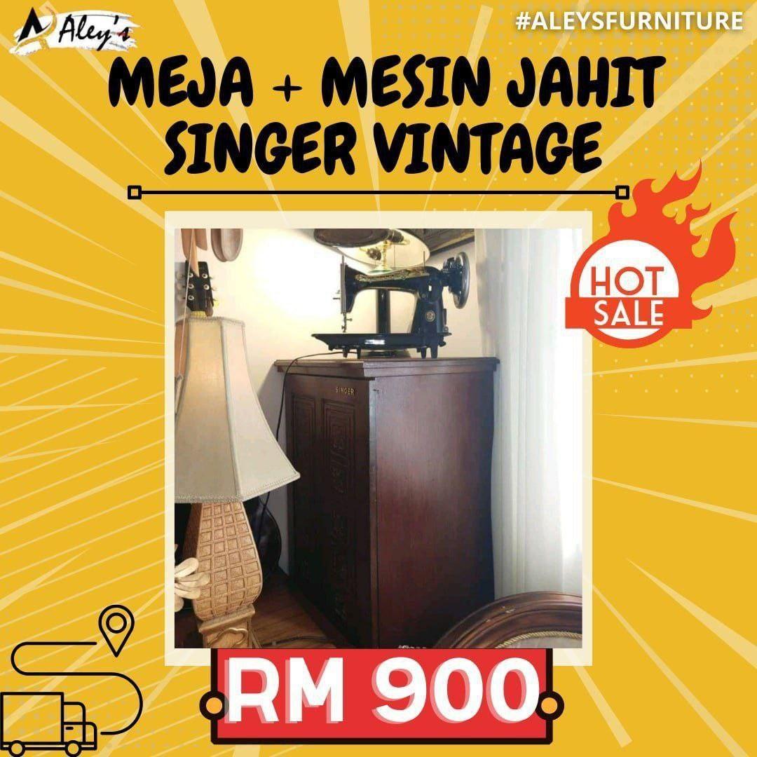 MEJA + MESIN JAHIT SINGER VINTAGE, Furniture & Home Living, Furniture ...