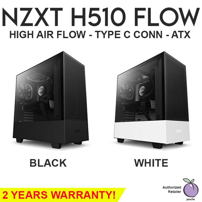 NZXT H510 Flow H510 TG ATX MATX PC Casing Case Chassis - BLACK / WHITE ...
