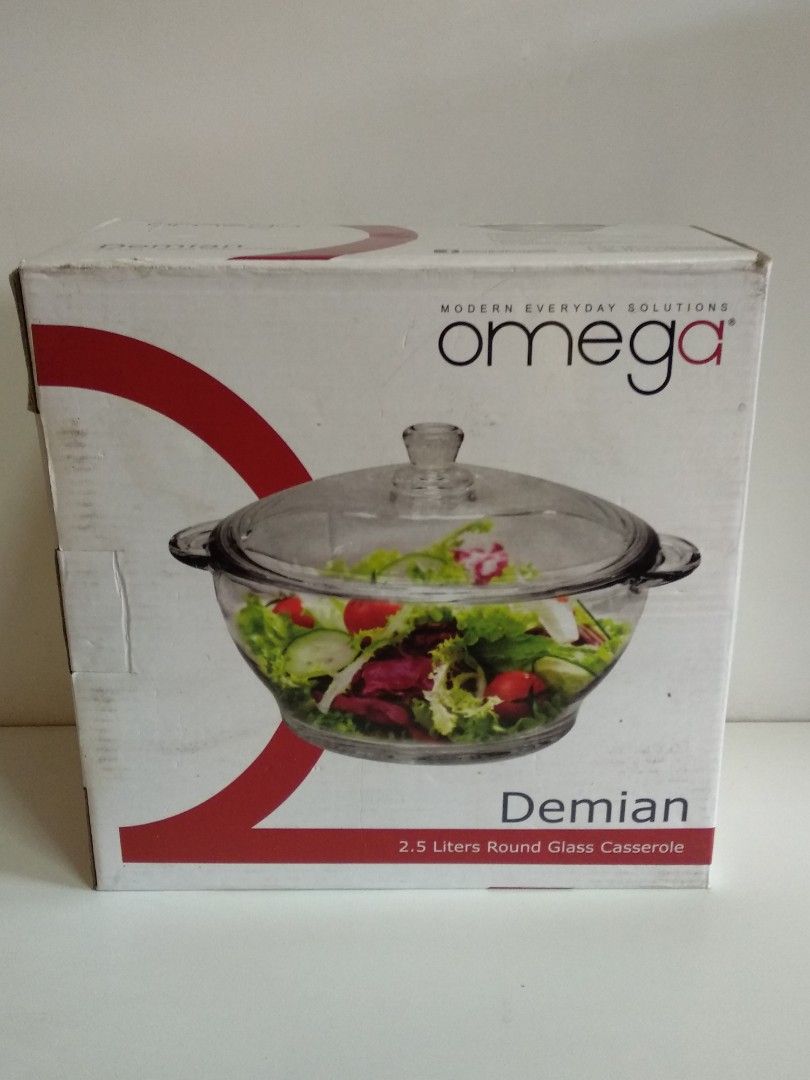 Omega Glass Casserole with Cover (2.5 Liters), Furniture & Home Living ...
