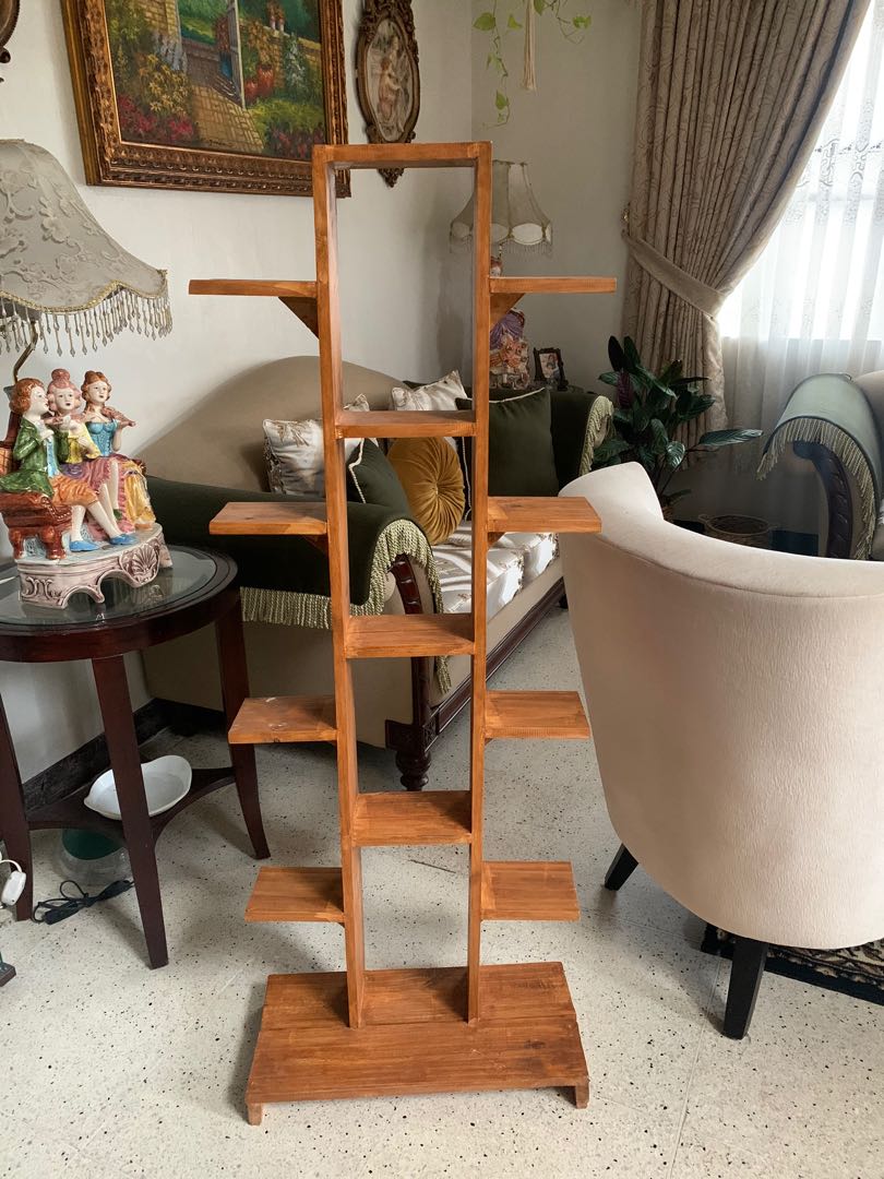 Plant rack organizer display rack wood shelf palochina wood, Furniture ...