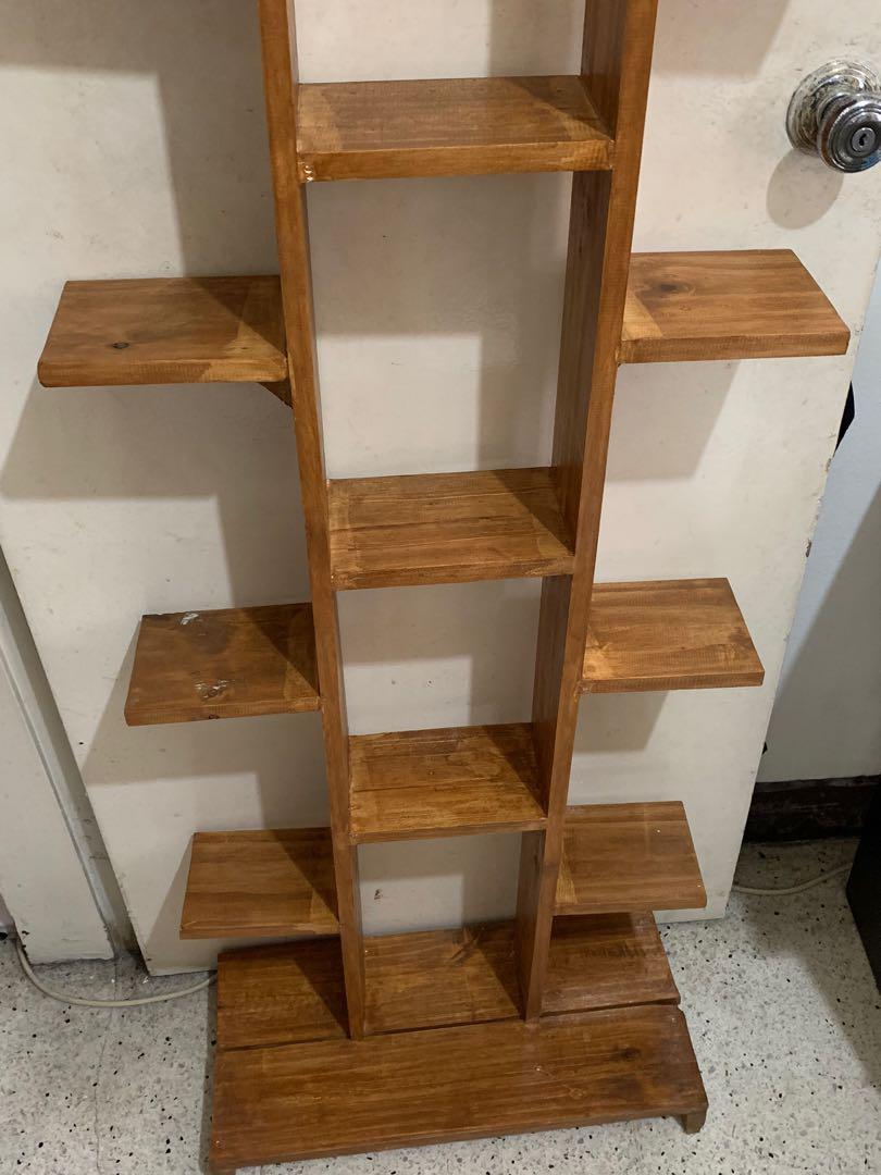 Plant rack organizer display rack wood shelf palochina wood, Furniture ...