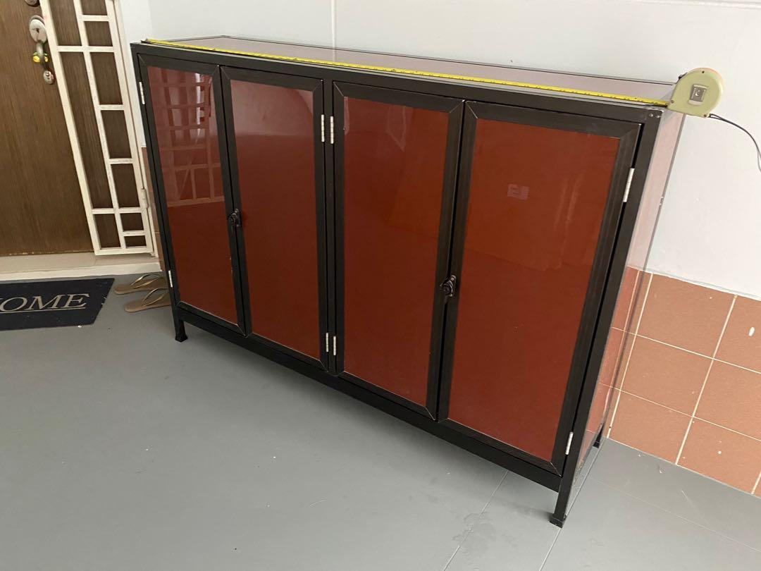 Preloved 1.5 meters Aluminium 4 doors shoe cabinet and storage (HDB ...