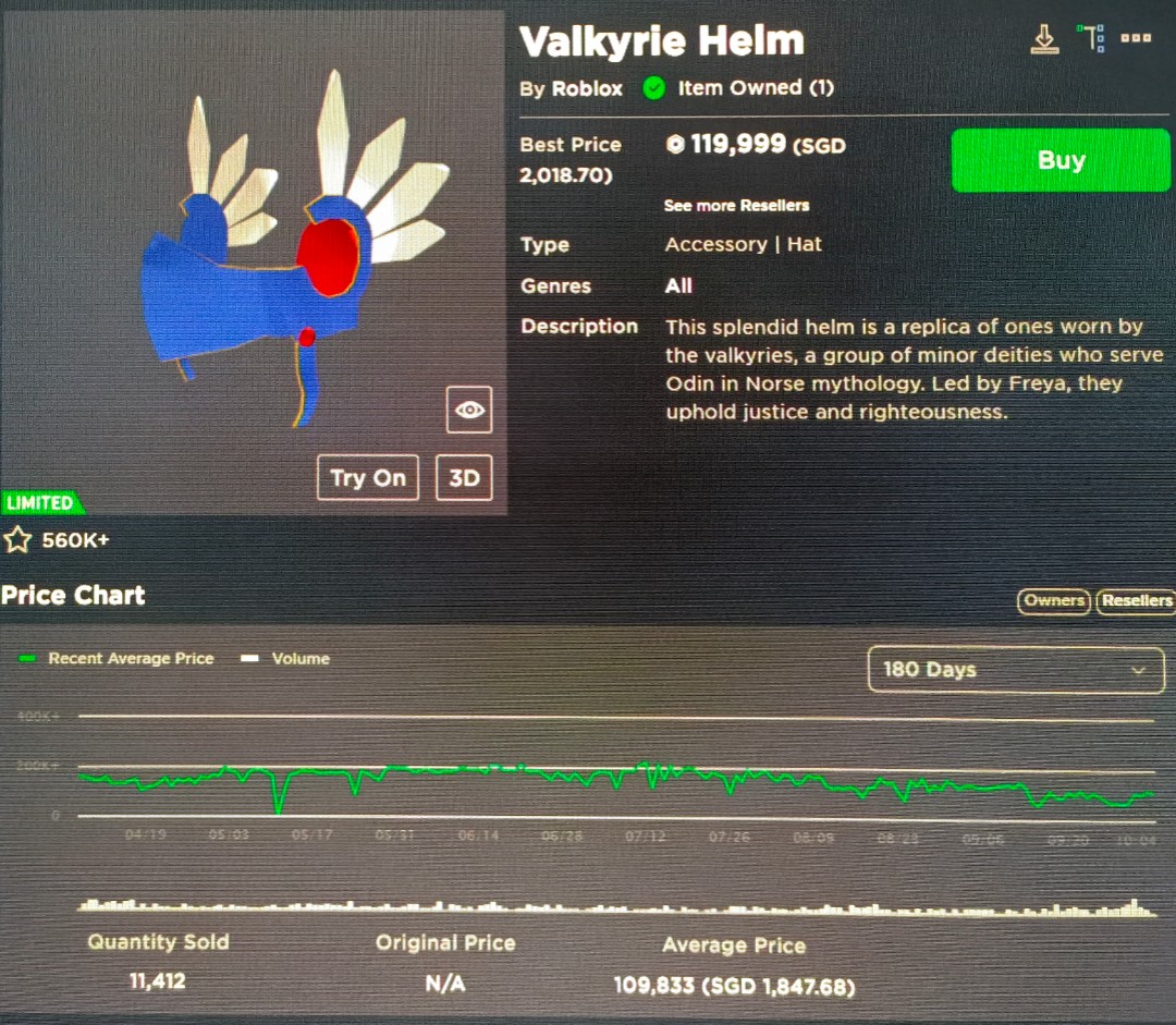 Roblox Limited (Valkyrie Helm), Video Gaming, Video Games, Others on ...