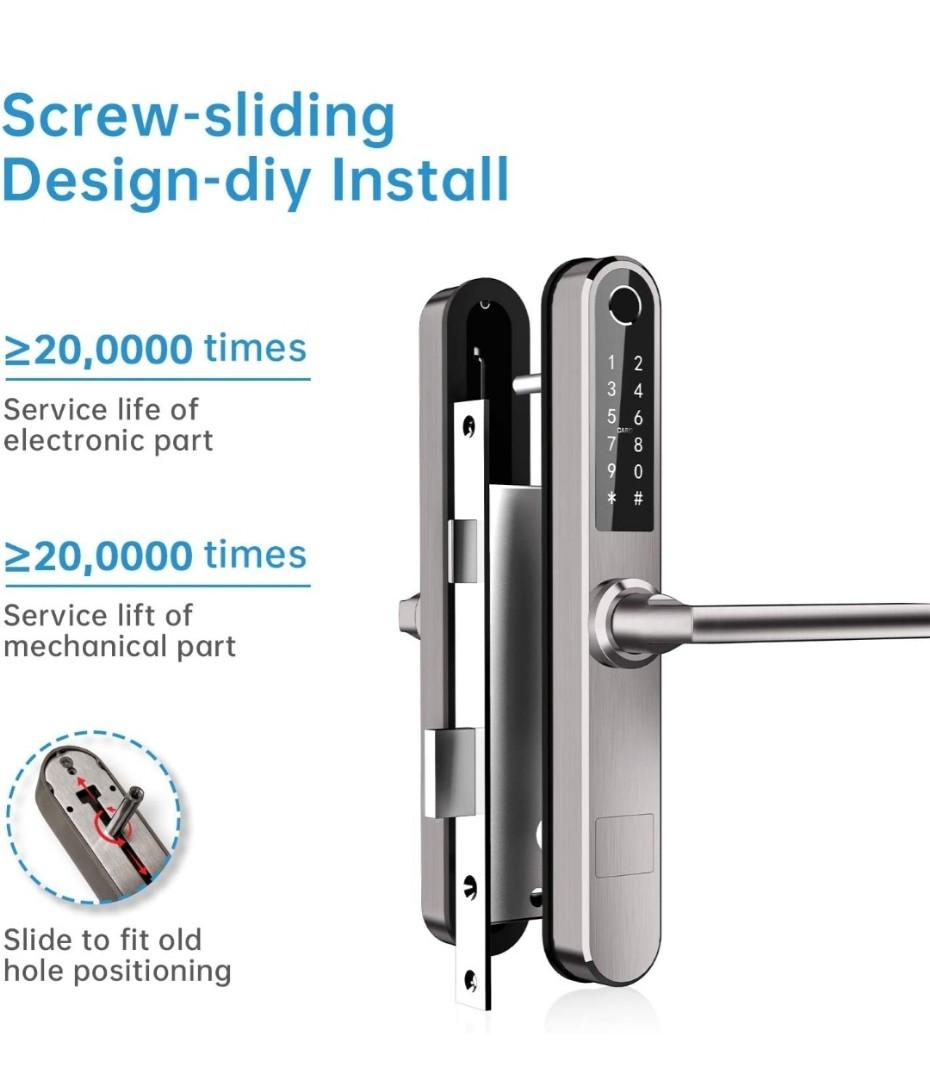 Ruveno Slim Smart Fingerprint Door Lock with Handles, Keyless Entry ...