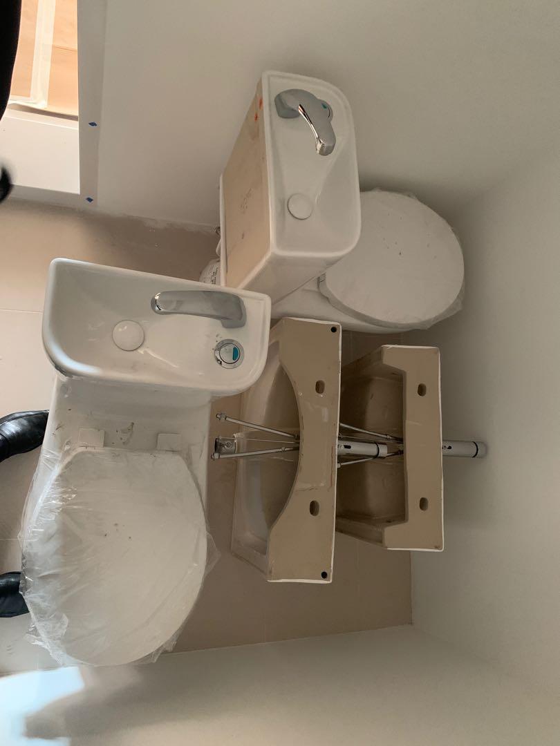 TOILET BOWL (WC) AND BASIN, Furniture & Home Living, Bathroom & Kitchen ...