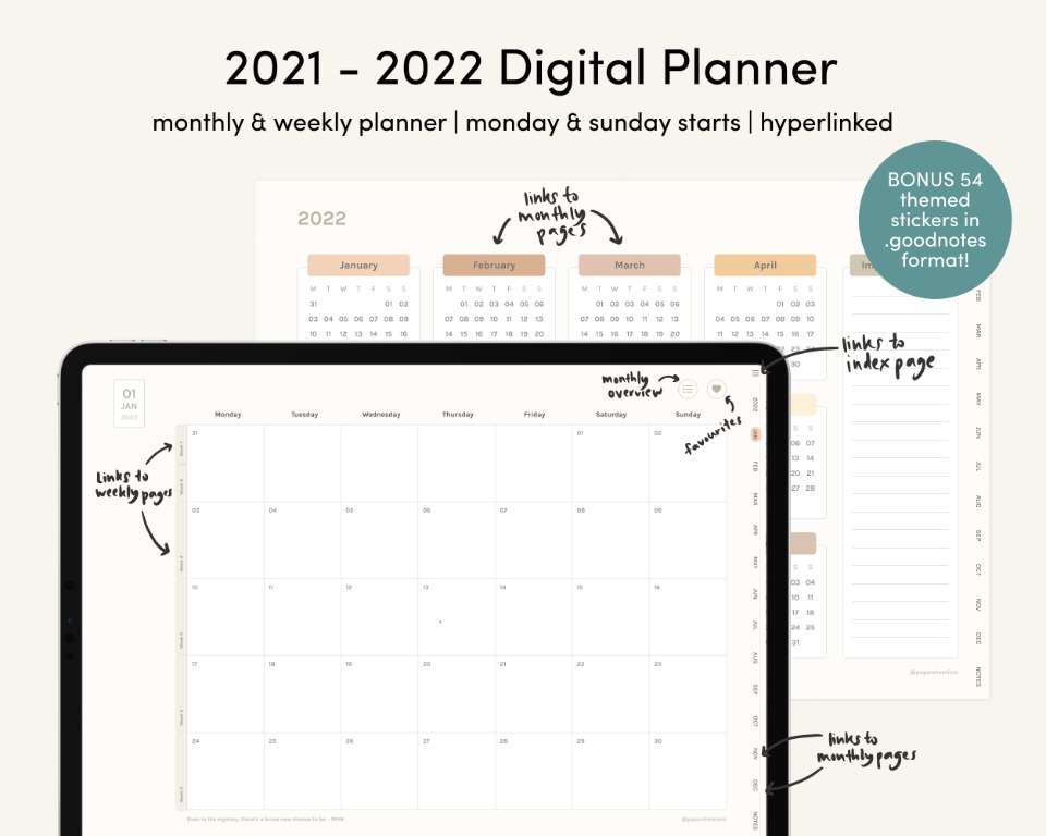 Paper Calendars & Planners Fun Digital Planner for iPad |Monthly ...