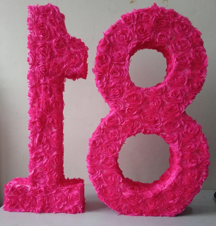 3D Floral Number 18 Standee for Debut Birthday Party- 2 Feet, Hobbies ...