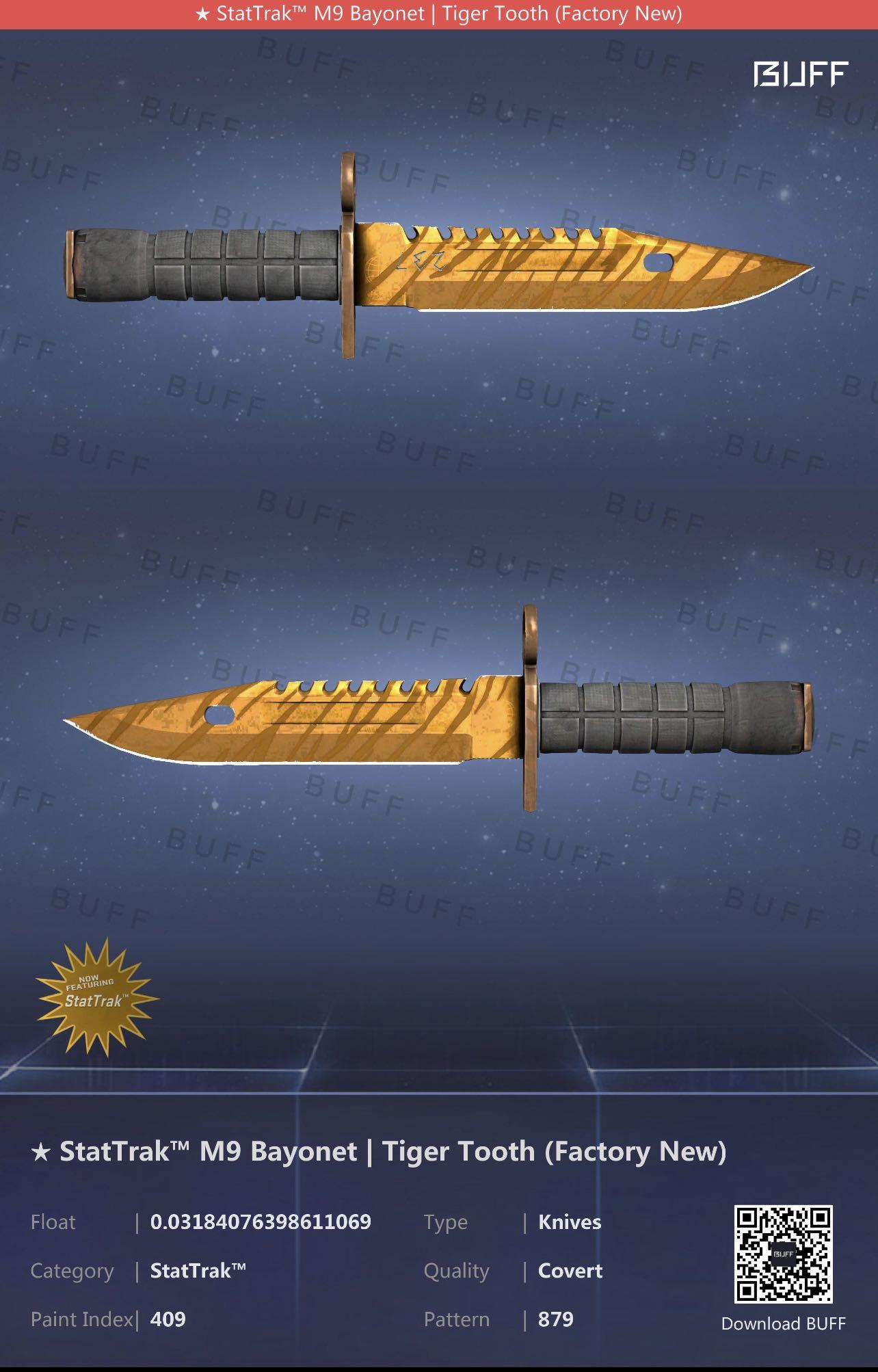 CSGO M9 Bayonet Tiger tooth Stattrak (FN), Video Gaming, Gaming ...