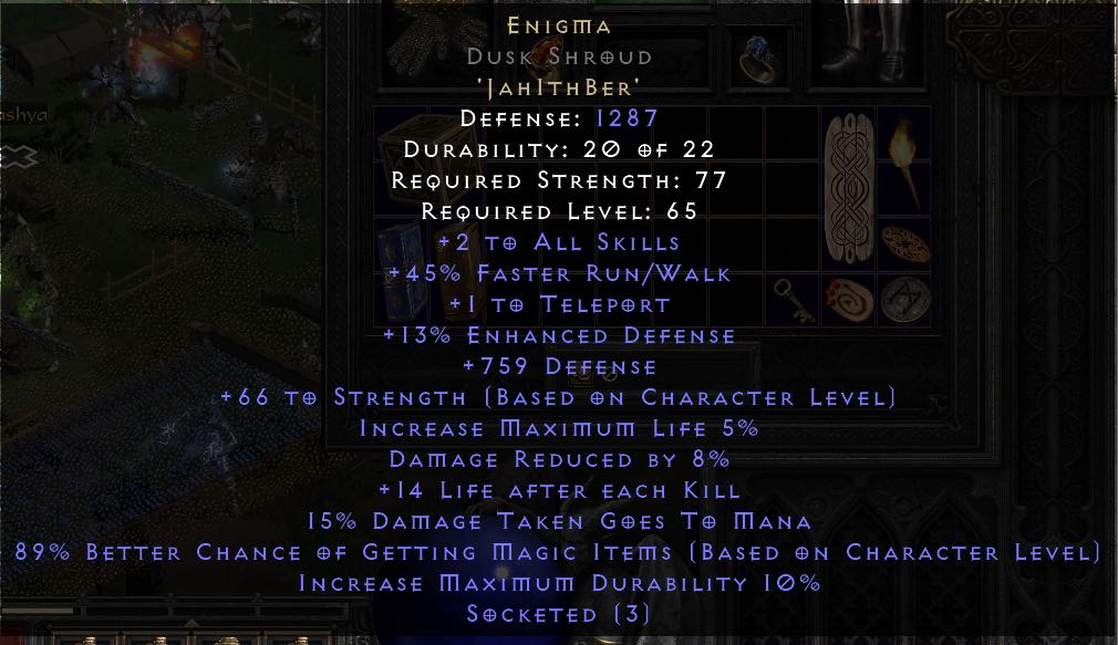 Diablo 2 resurrected D2R Enigma dusk shroud, Video Gaming, Gaming ...