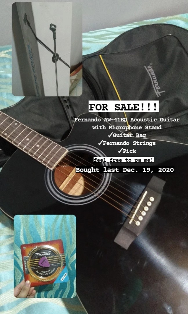 Fernando AW-41EQ Acoustic Guitar with Mic stand, Hobbies & Toys, Music ...