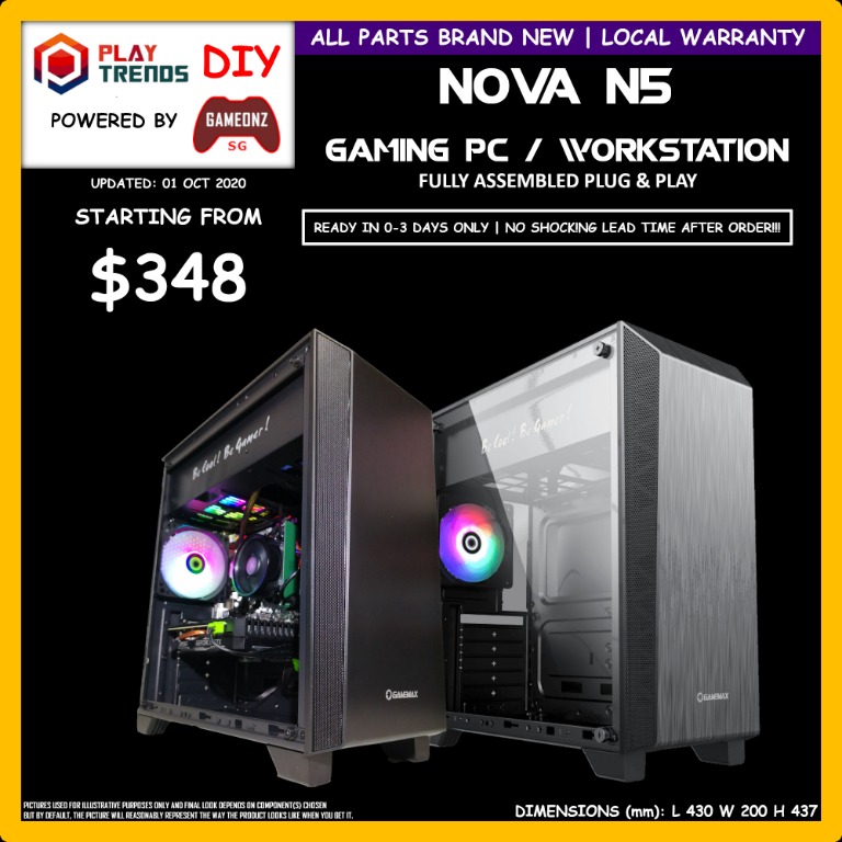 GAMING PC | GAMEMAX NOVA N5 RAINBOW | AMD RYZEN 3500X 3600 5600X 5800X 5600G 5700G GAMING PC ...