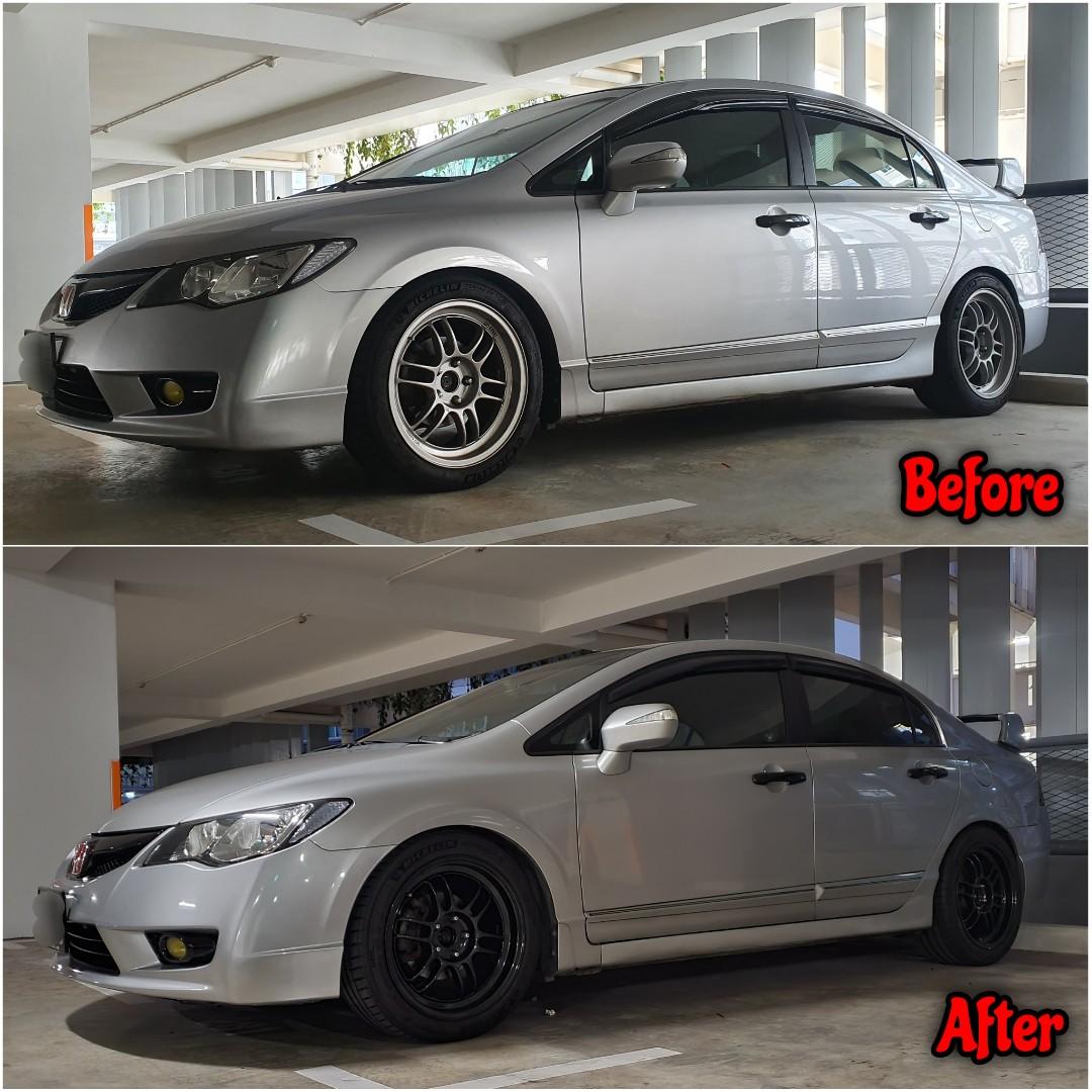 Gloss Black Hologram Rims Spray Paint Service On (Honda Civic), Car ...