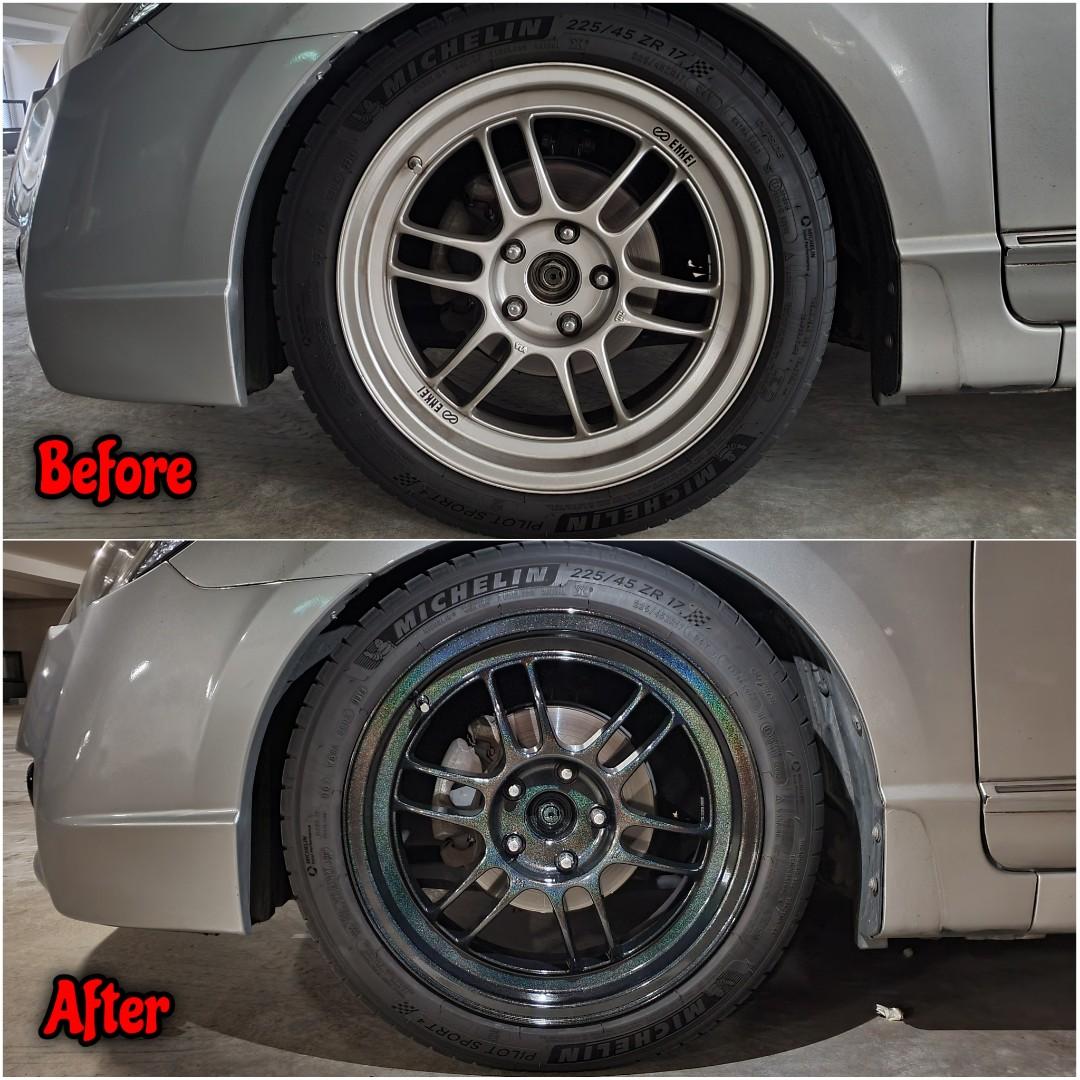 Gloss Black Hologram Rims Spray Paint Service On (Honda Civic), Car ...