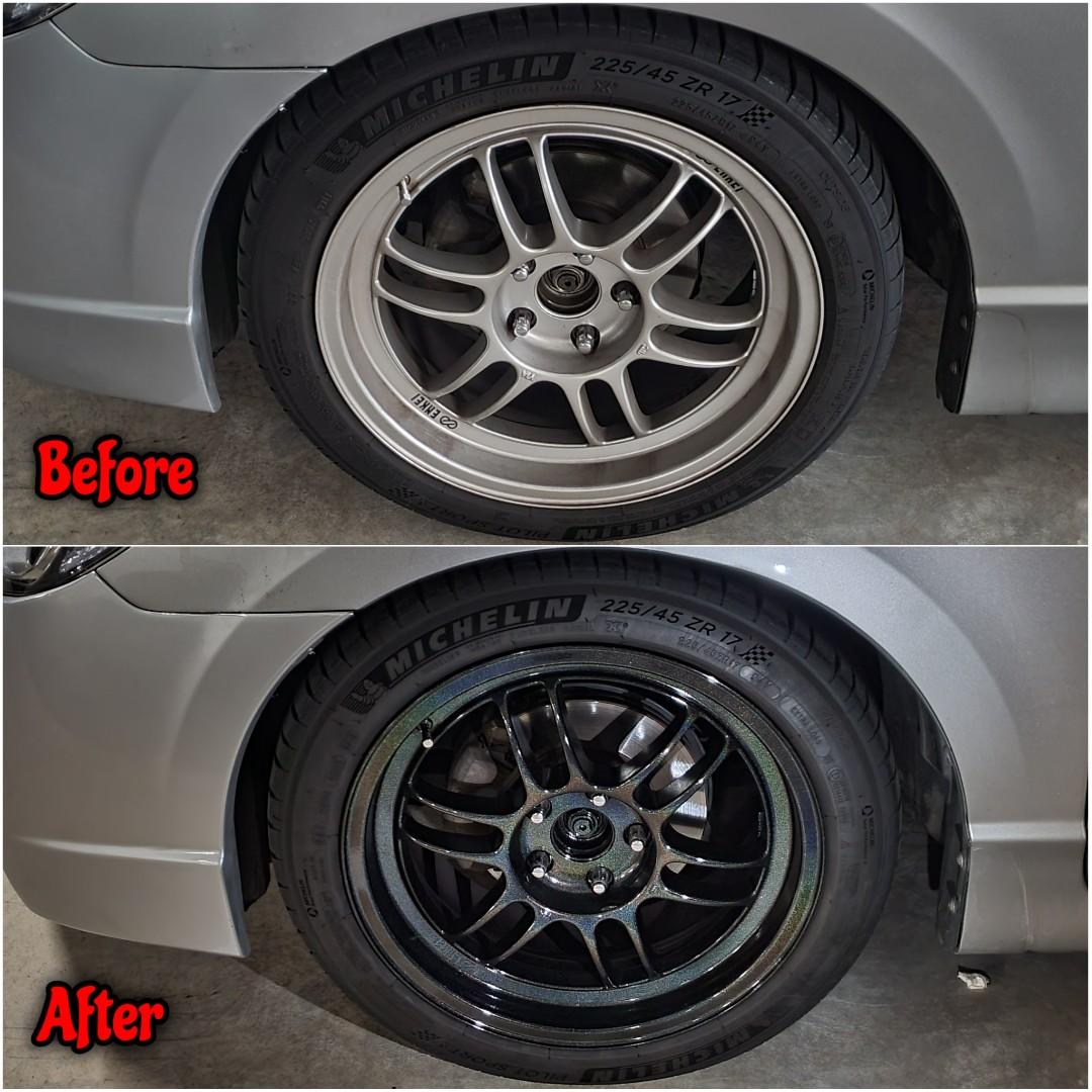 Gloss Black Hologram Rims Spray Paint Service On (Honda Civic), Car ...