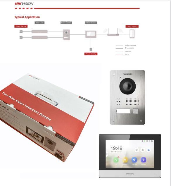 Hikvision 2 Wire Intercom Bundle Set [IP66 Weatherproof Wifi Two Wire ...