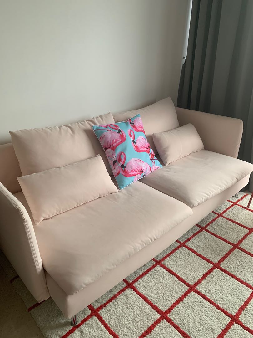 IKEA Soderhamn 3 Seat sofa, light pink, Furniture & Home Living ...