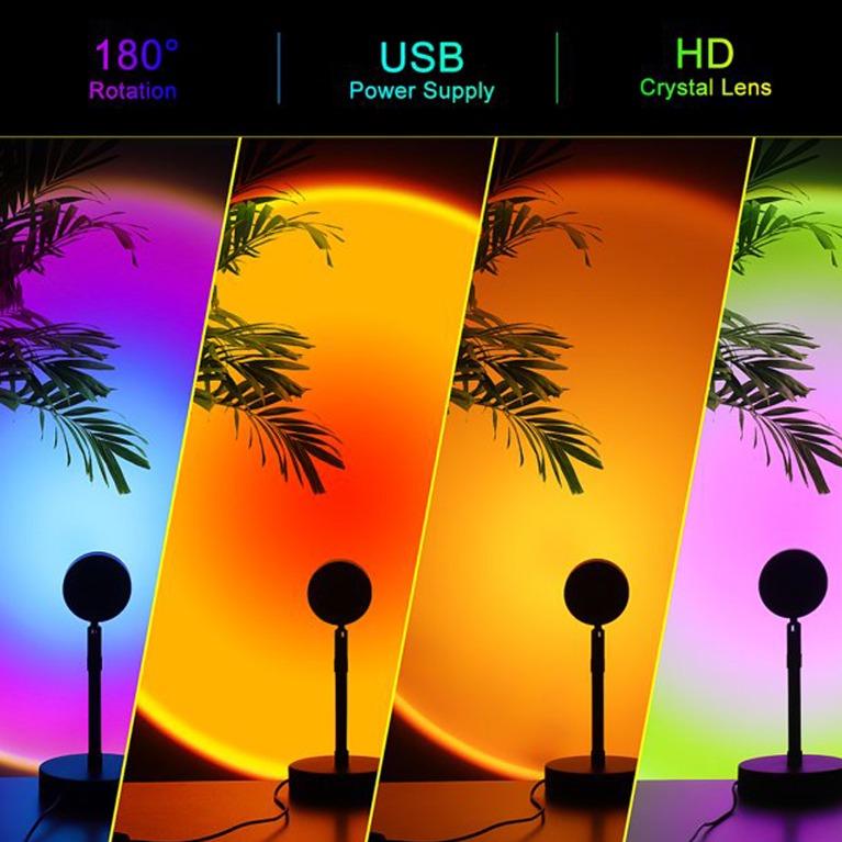 [Free Delivery] RGB Sunset Lamp Rainbow LED Sun Projection Atmosphere ...