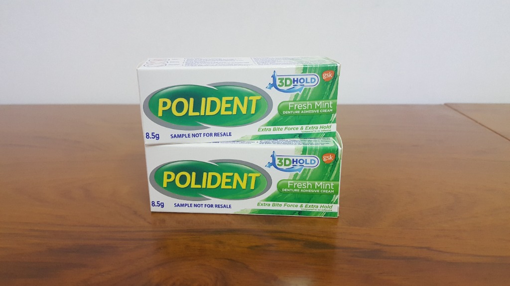 SAMPLE Polident Denture Adhesive Cream Fresh Mint Flavor, 8.5g, Beauty ...