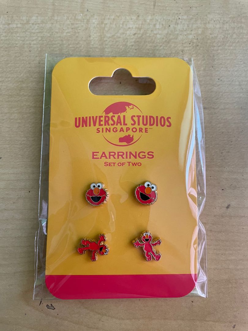 Set of 2 Sesame Street Elmo Ear Studs, Women's Fashion, Jewelry ...
