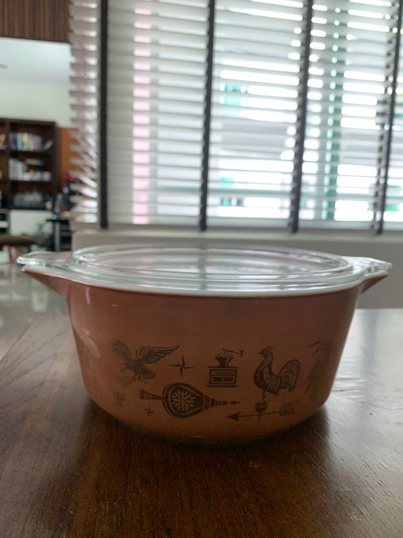 Vintage Pyrex Rooster Casserole Dish with lid, Gold on Brown from 1960s ...