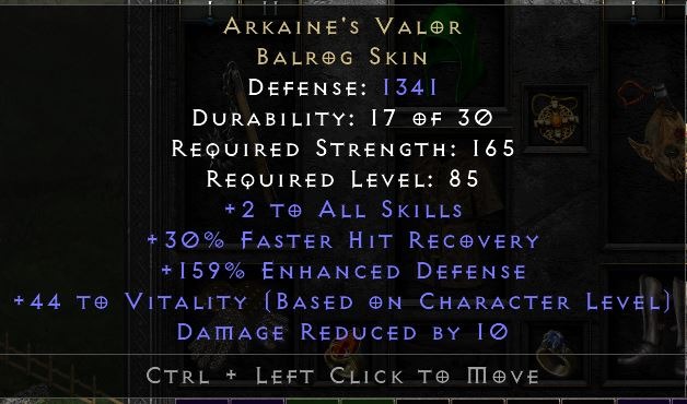 Diablo 2 Resurrected - Arkaine's Valor chest armor, Video Gaming ...