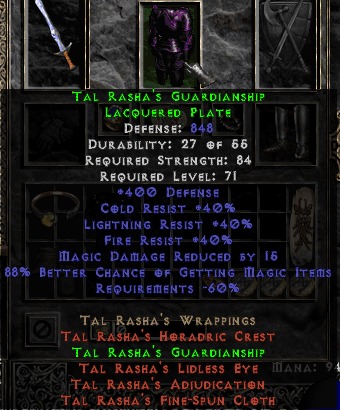 Diablo 2 Resurrected : Tal Rasha's Set Armour, Video Gaming, Gaming ...