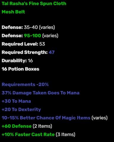 Diablo 2 resurrected tal belt, Video Gaming, Video Games, Others on ...