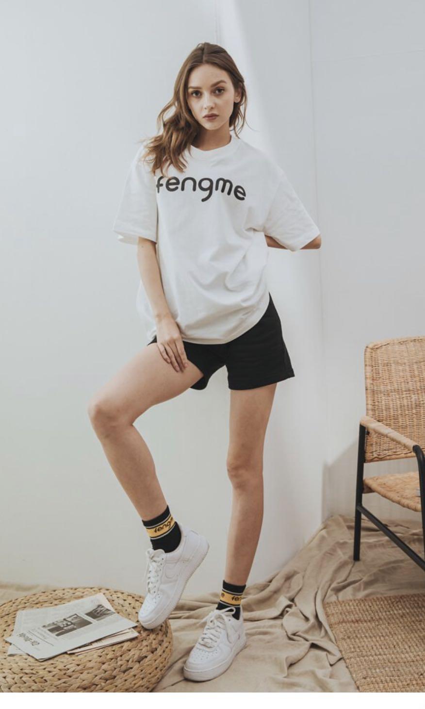 FENGME SS21 Classic Logo T-Shirt - Beige/White, Women's Fashion, Tops, Shirts on Carousell