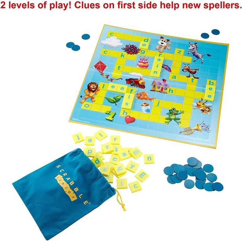 [預訂2505] Mattel - Y9667 Party Game：Junior Scrabble Board Game 英文拼字遊戲初楷版, 興趣及遊戲, 玩具 & 遊戲類 - Carousell