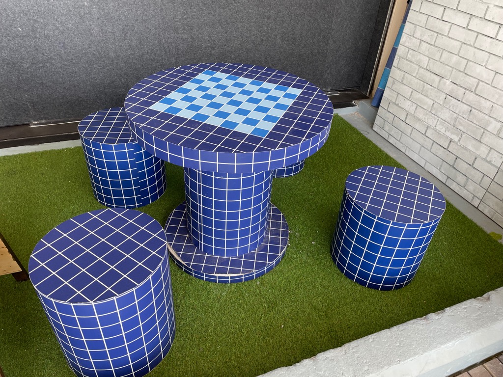 Mock Stone Table and Stool (HDB void Deck), Furniture & Home Living ...