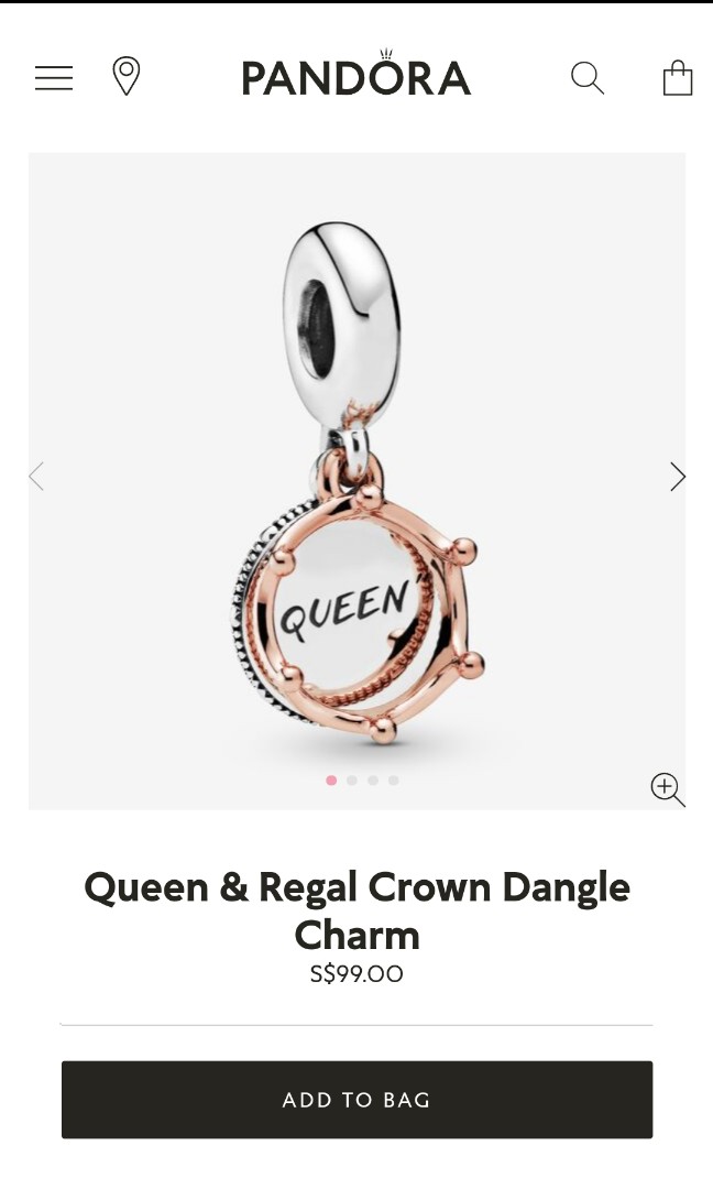 PANDORA Queen & Regal Crown Dangle Charm, Women's Fashion, Jewelry ...