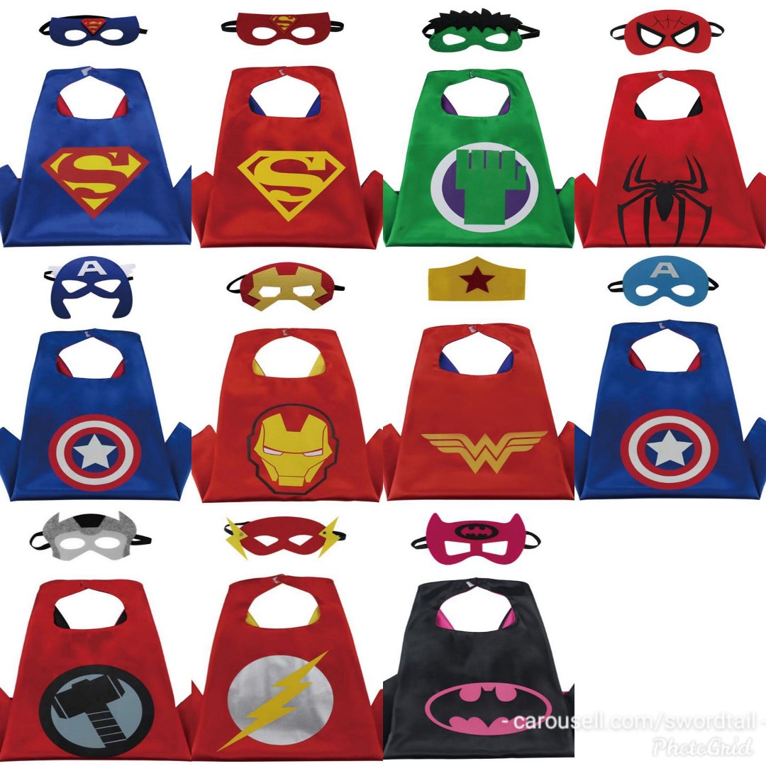 Superhero cape with mask. Hulk, Spiderman, Superman, Superwoman ...