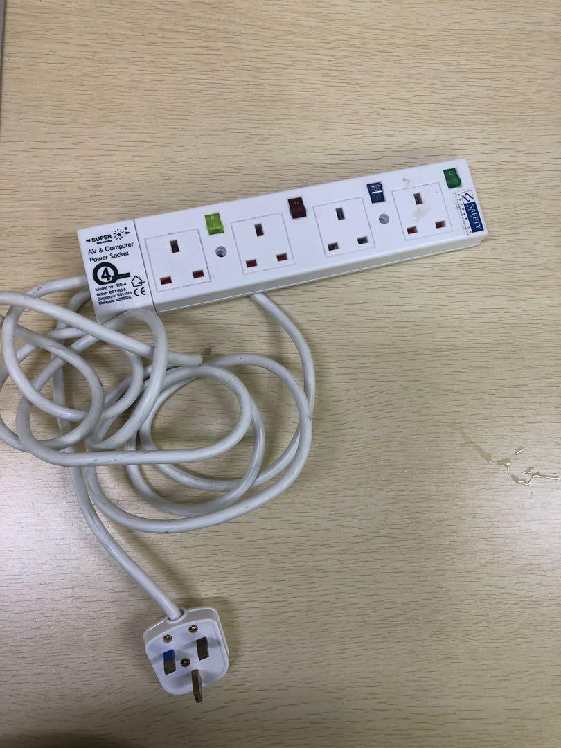 4 socket power extension bar, TV & Home Appliances, Electrical ...