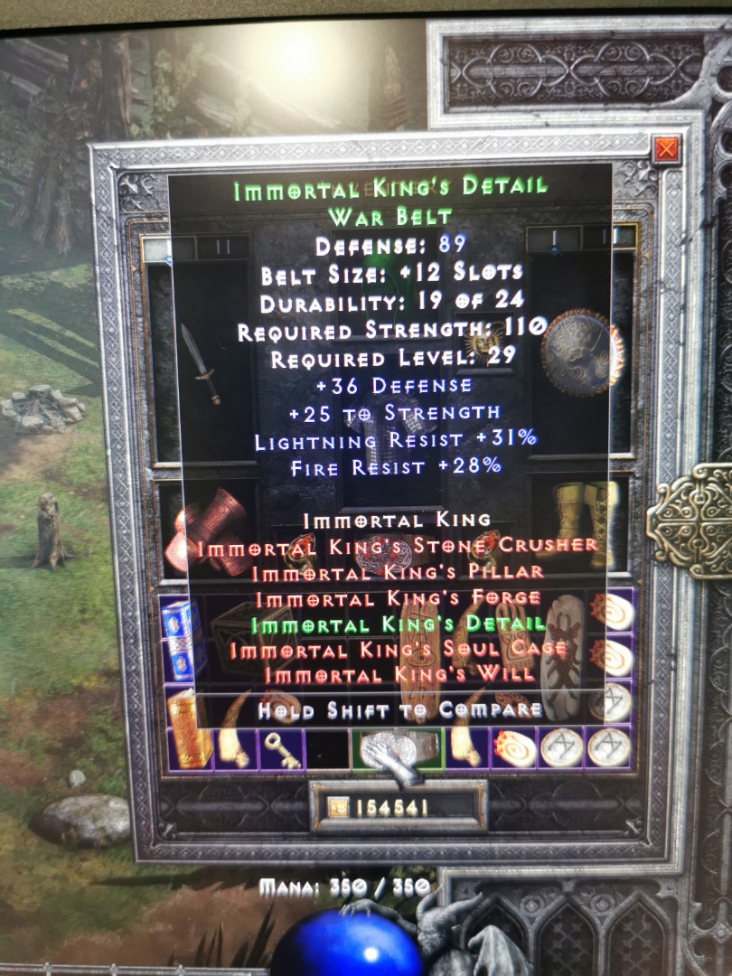 Diablo 2 resurrected d2r immortal King ik belt, Video Gaming, Gaming ...