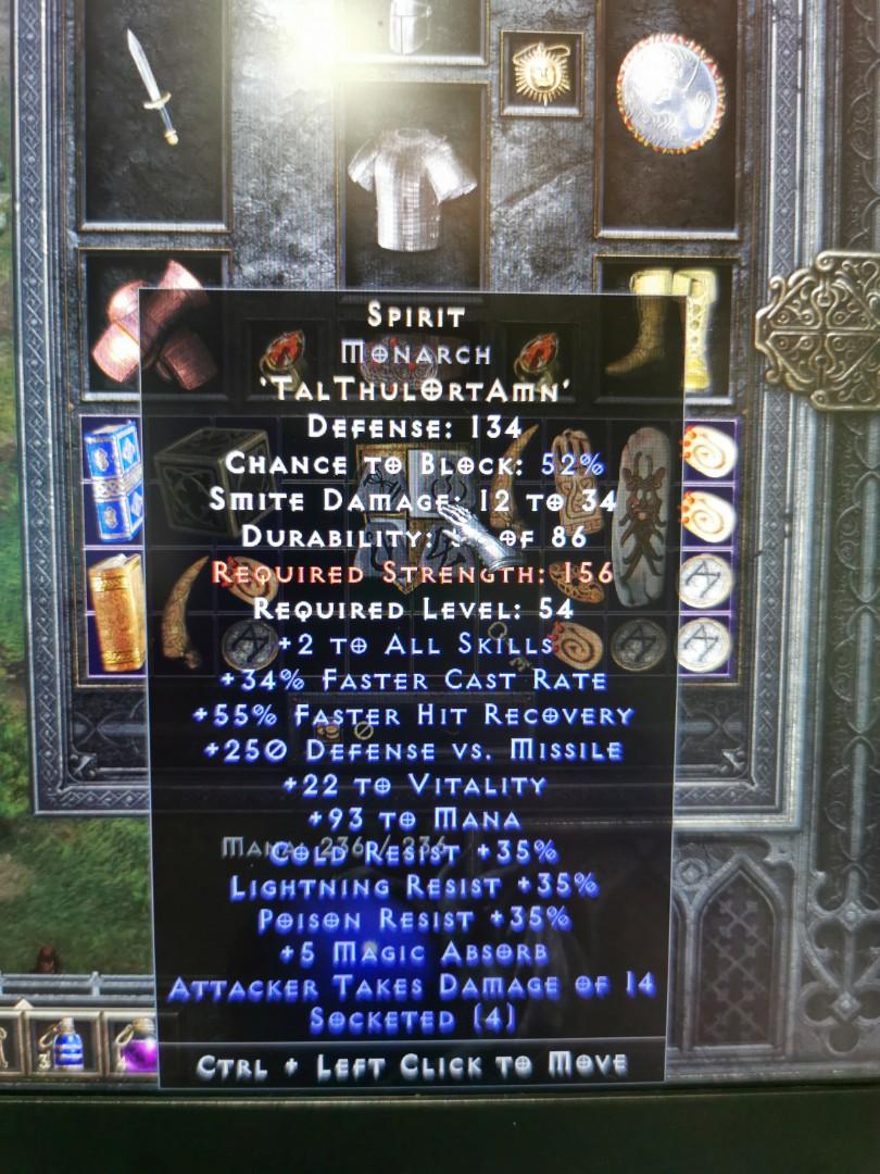 Diablo 2 resurrected d2r spirit monarch, Video Gaming, Gaming ...