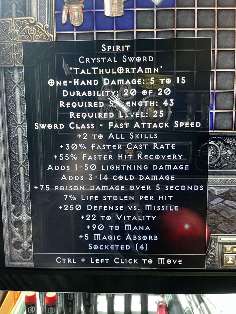 Diablo 2 Resurrected D2R Spirit Crystal Sword, Video Gaming, Gaming ...