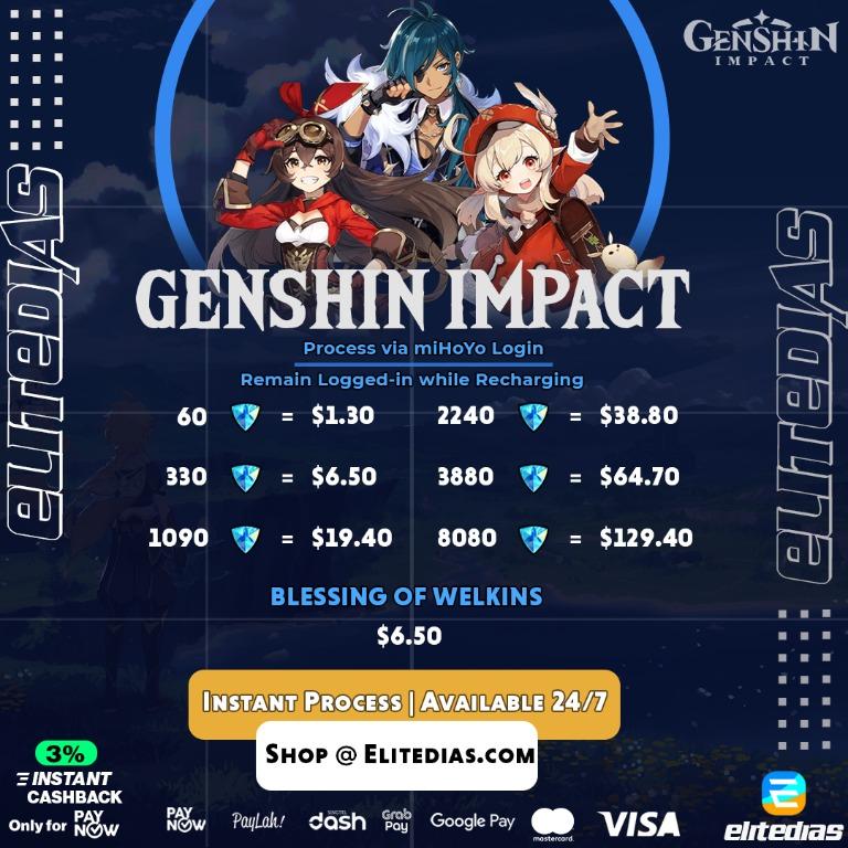 Genshin Impact Genesis Crystal Topup (GC) Topup Genshin Impact GC ...