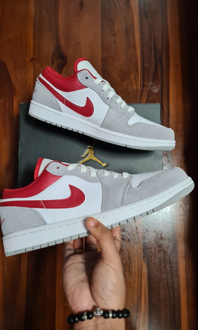 [Multiple] Air Jordan 1 Low Light Smoke Grey Gym Red, Men's Fashion ...