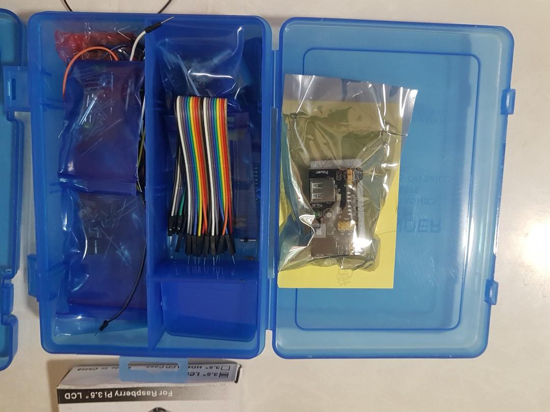 Raspberry pi development kit with a digital oscilloscope and bunch of ...