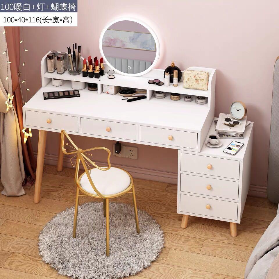 [READY STOCK] 100cm Dressing table with side cabinet, LED mirror ...