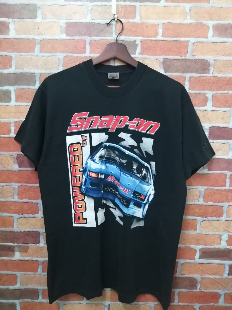 vintage snap on big printed logo powered, Men's Fashion, Tops & Sets ...