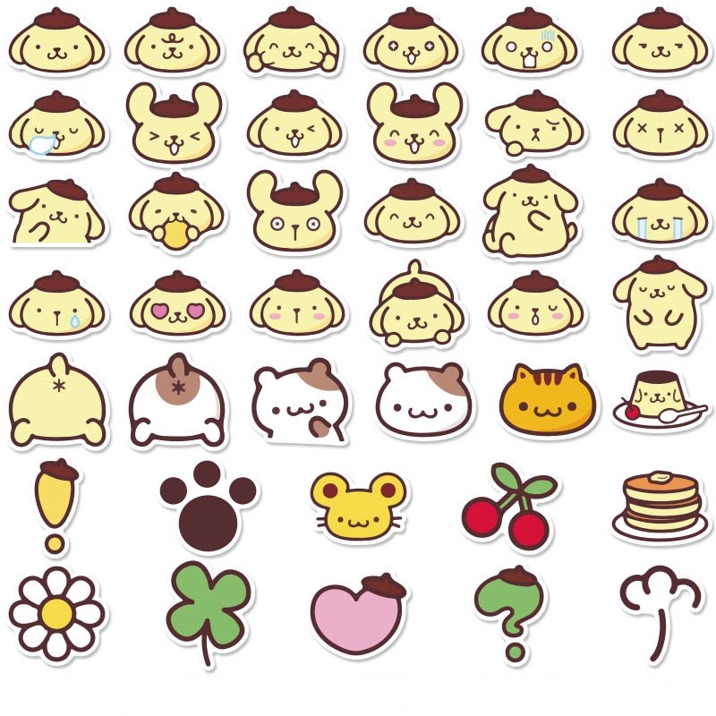 40 pcs Sanrio Cute Pom Pom Purin Waterproof Stickers for Notebook on ...
