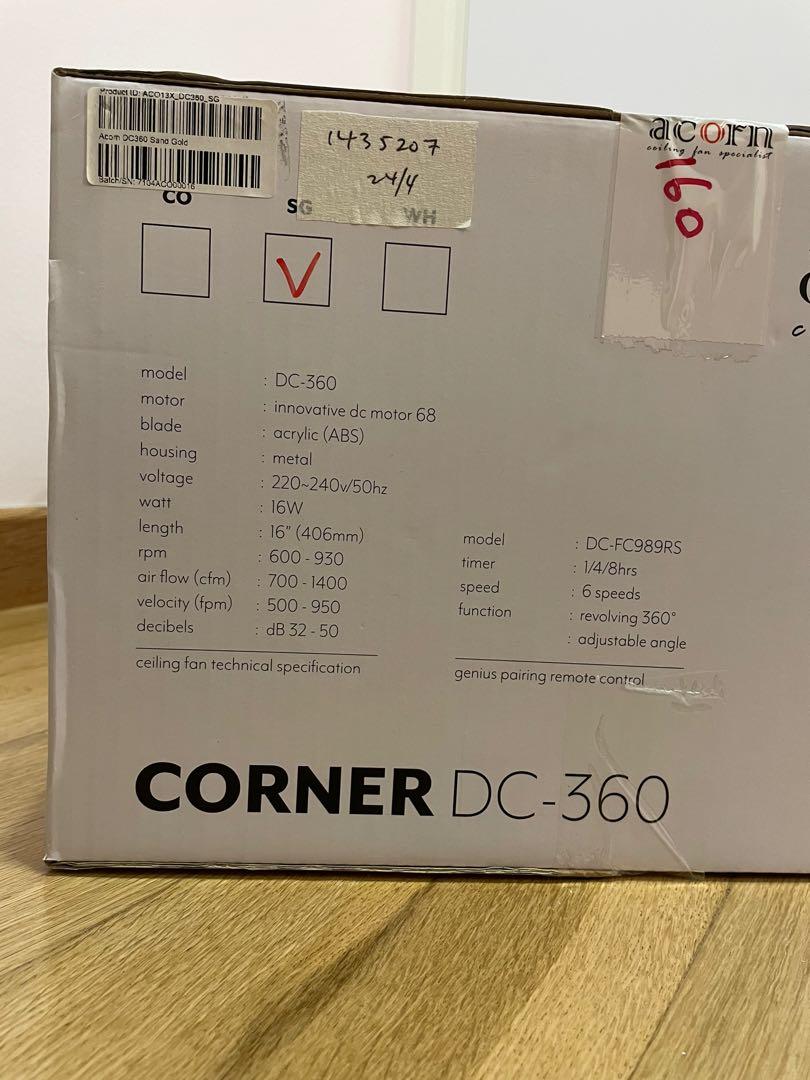 ACORN DC FAN CORNER DC-360, TV & Home Appliances, Other Home Appliances ...